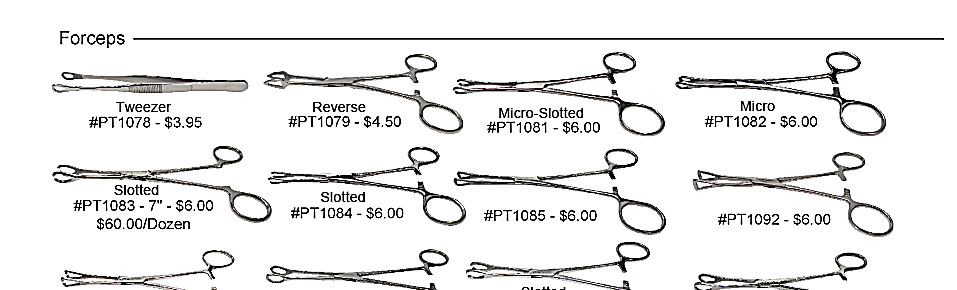 Forceps Index Page of Shapes